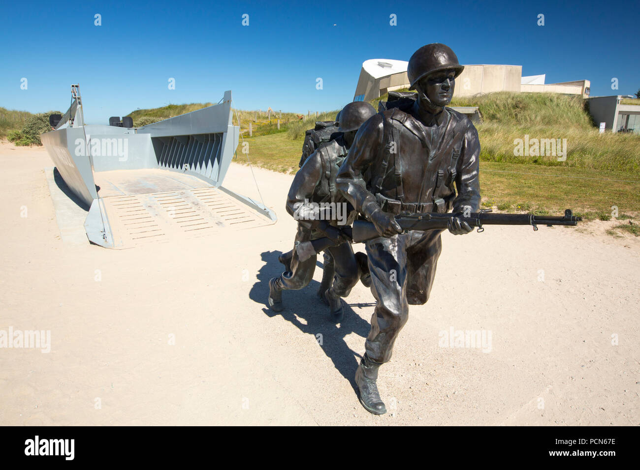 A memorial to American soldiers and Higgins boat landing craft at the ...