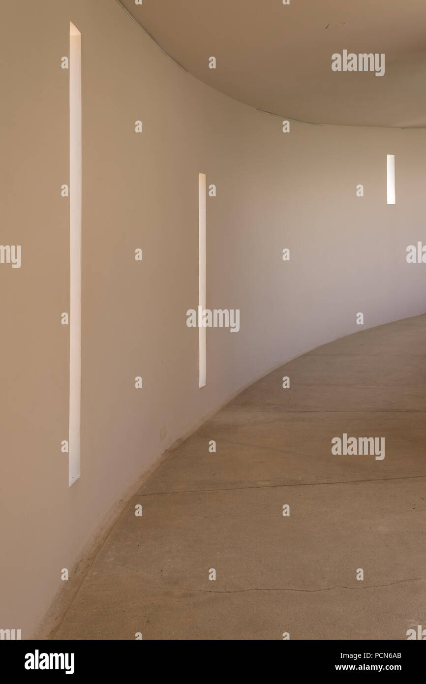 Cancun, Mexico; JUL 15 2018: circular ramp entrance. Modern minimalist ...