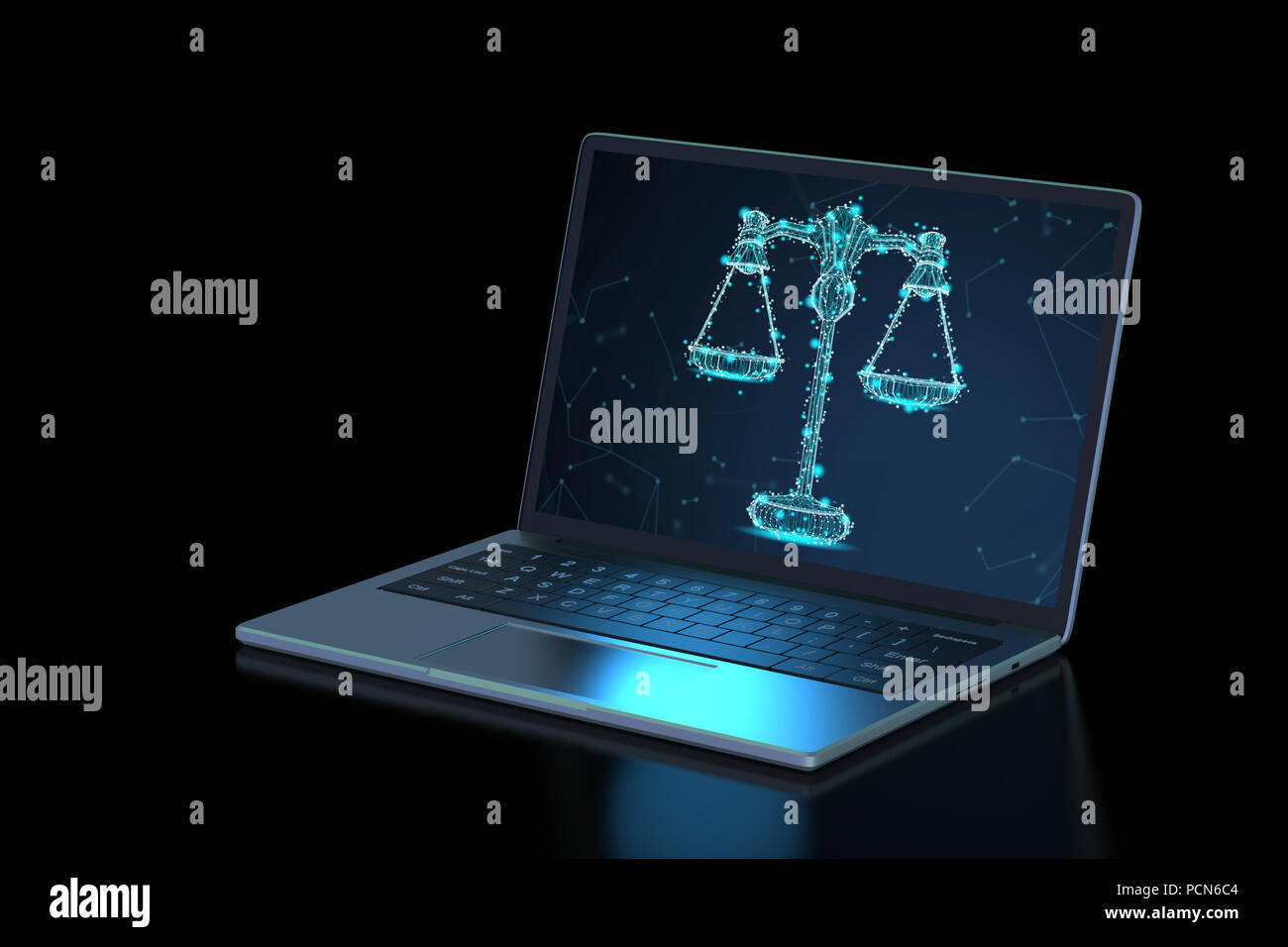 Internet law concept with 3d rendering computer notebook display law ...