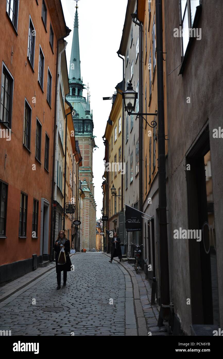 Random street view in Gamla Stan Stock Photo - Alamy