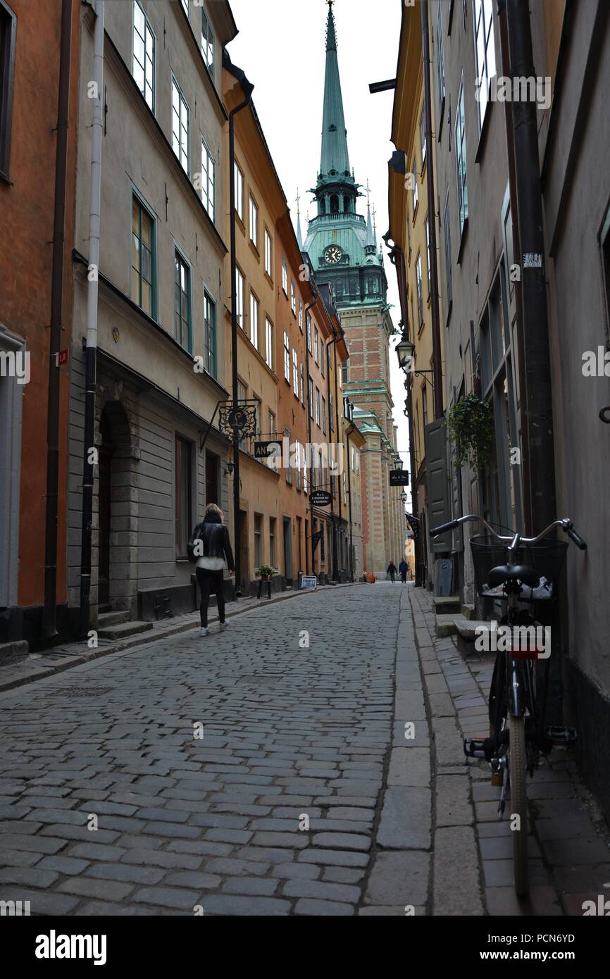 Random street view in Gamla Stan Stock Photo - Alamy