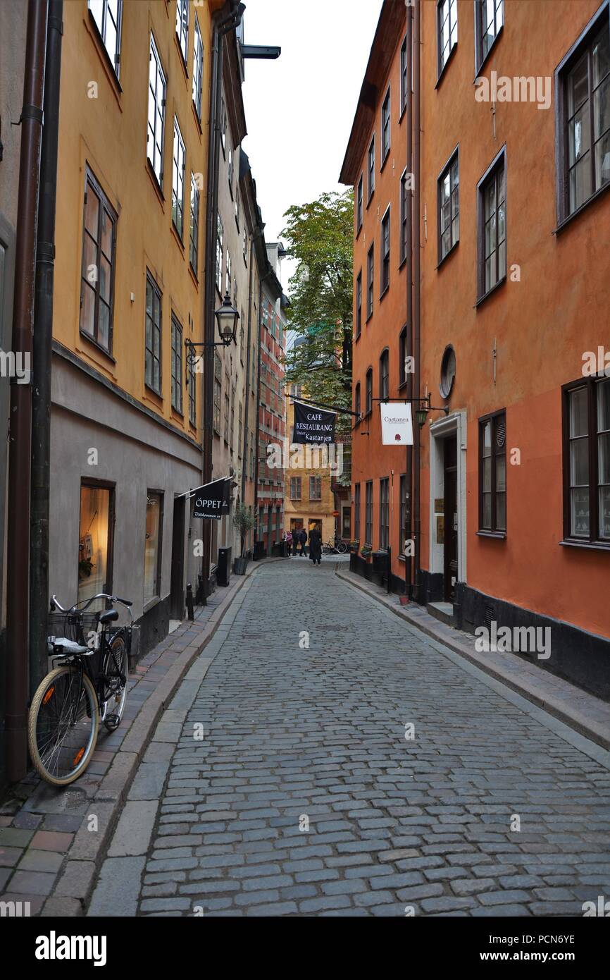 Random street view in Gamla Stan Stock Photo - Alamy