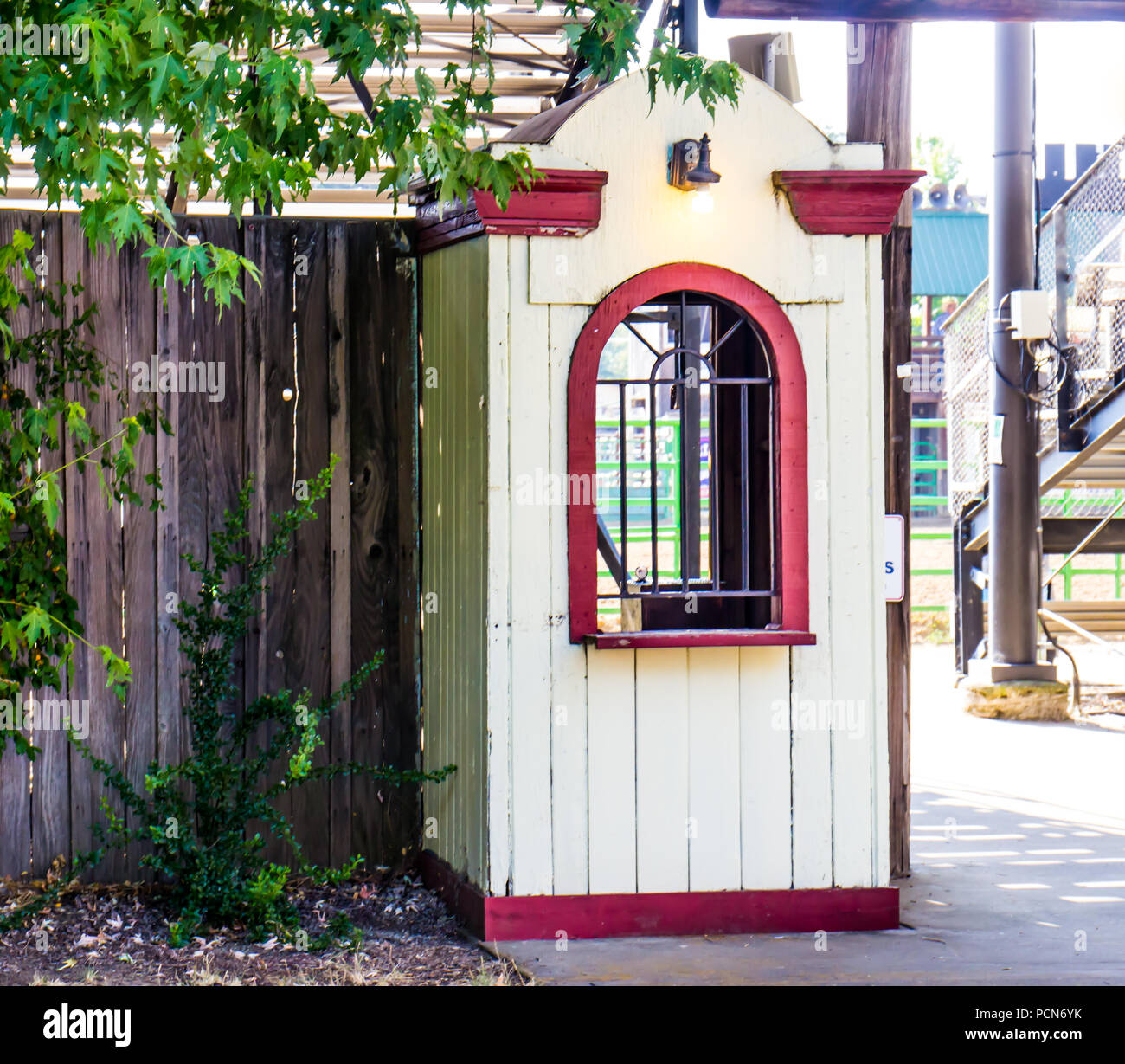 Wooden Ticket Booth Outside Small Arena Stock Photo - Alamy
