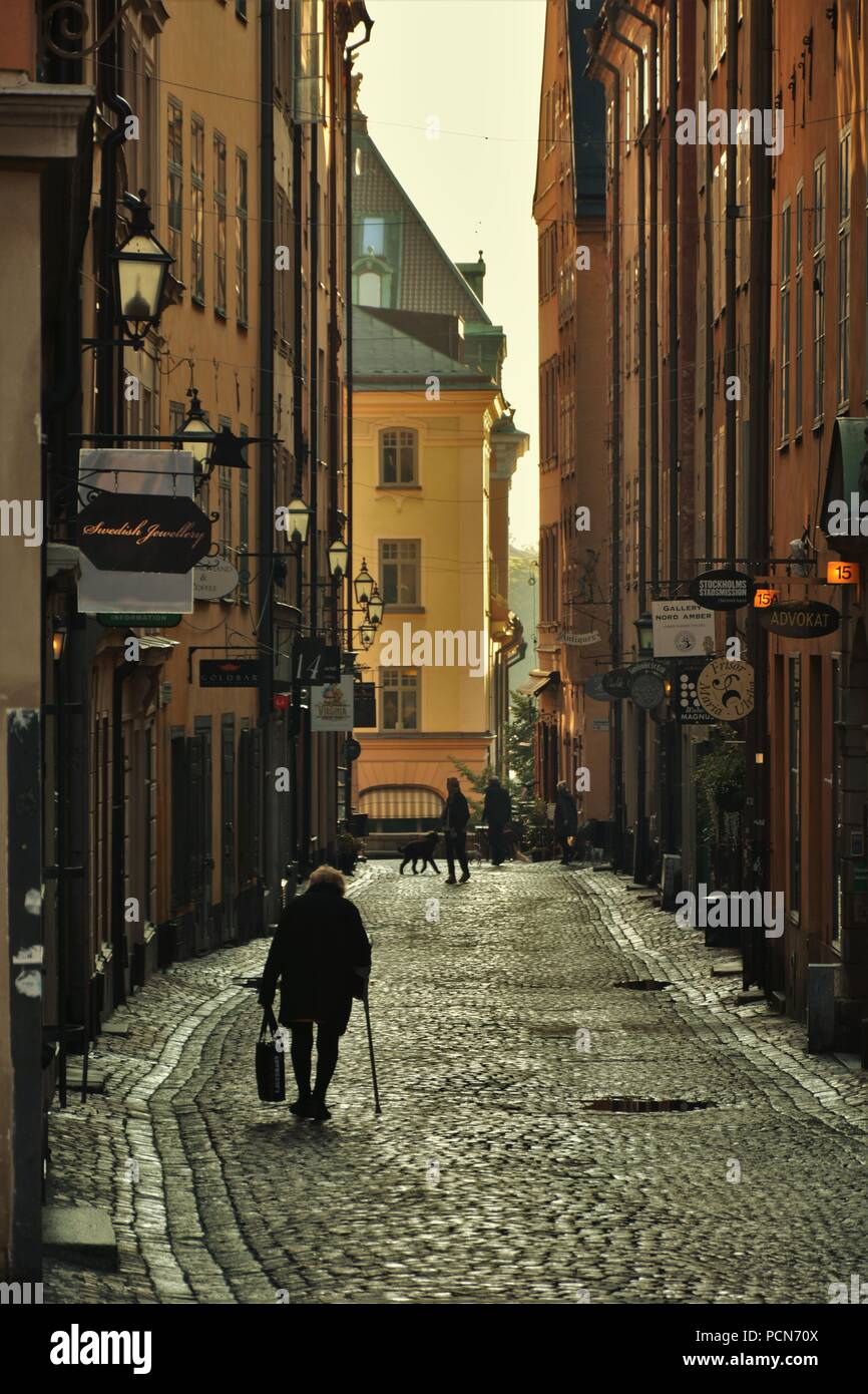 Random street view in Gamla Stan Stock Photo - Alamy