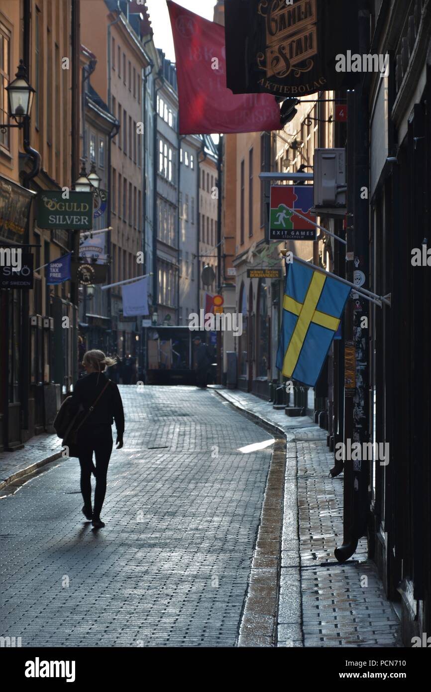 Random street view in Gamla Stan Stock Photo - Alamy
