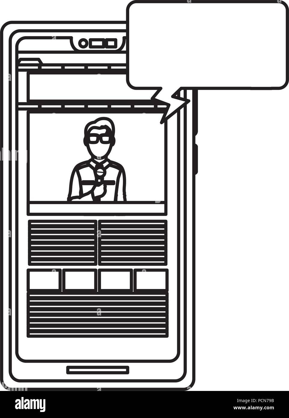 line smartphone news man reporter information Stock Vector Image & Art ...