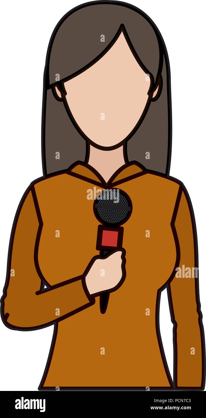 color professional woman reporter occupation with microphone Stock ...