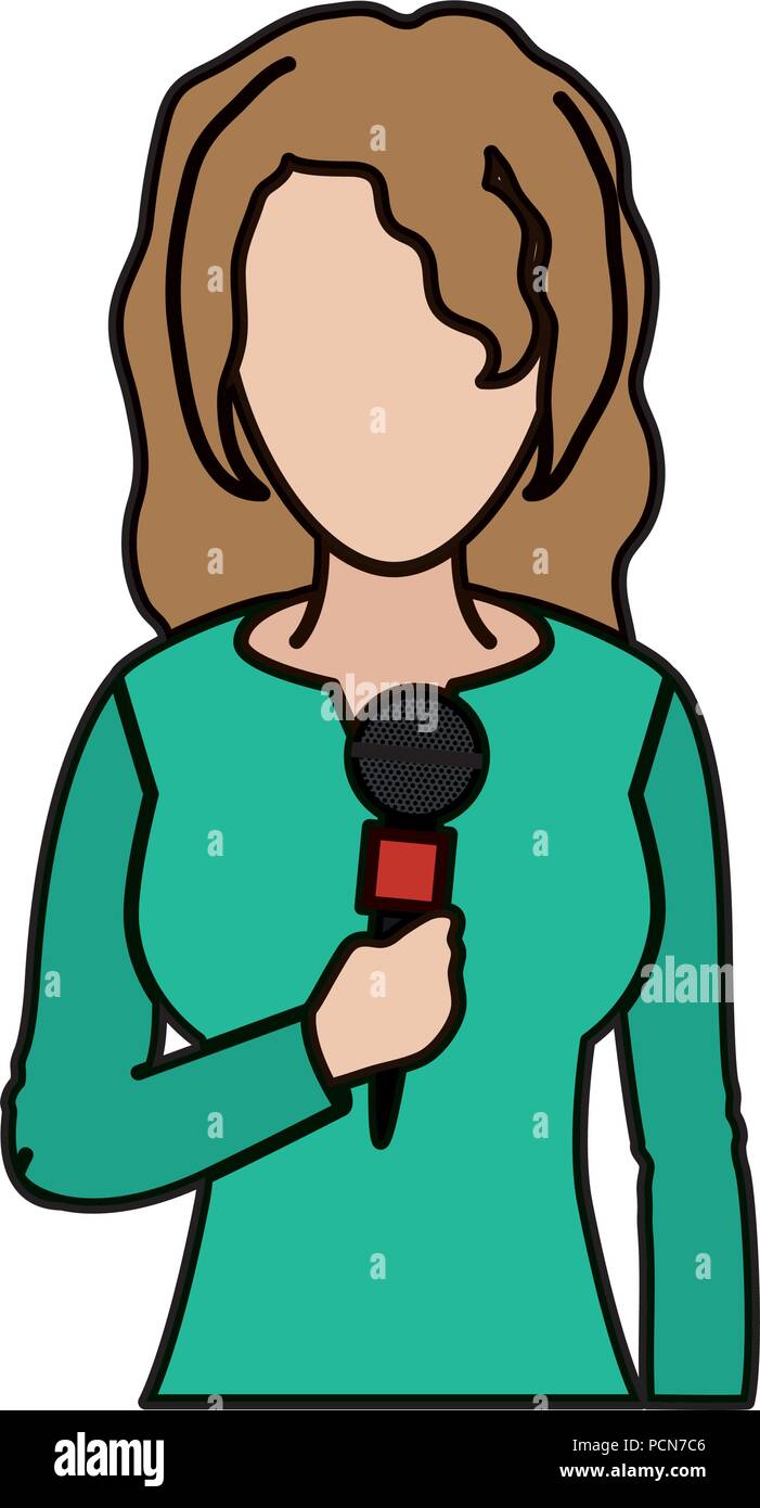 color professional woman reporter news with microphone Stock Vector ...