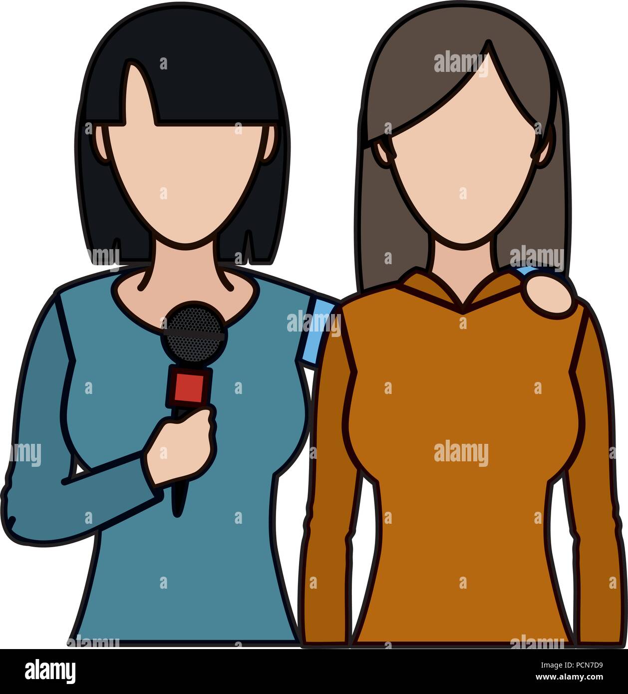 color professional women reporters partner information Stock Vector ...