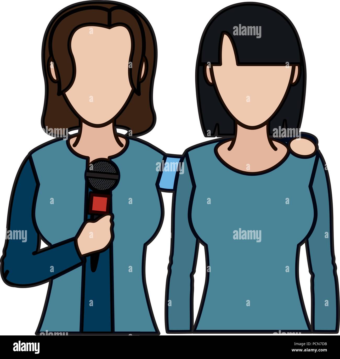 color women reporters partner with microphone equipment Stock Vector ...