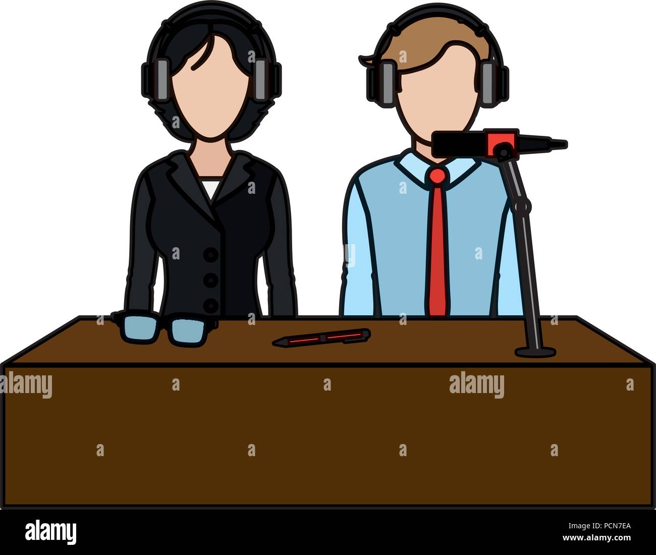 color woman and man partner reporters press Stock Vector Image & Art ...