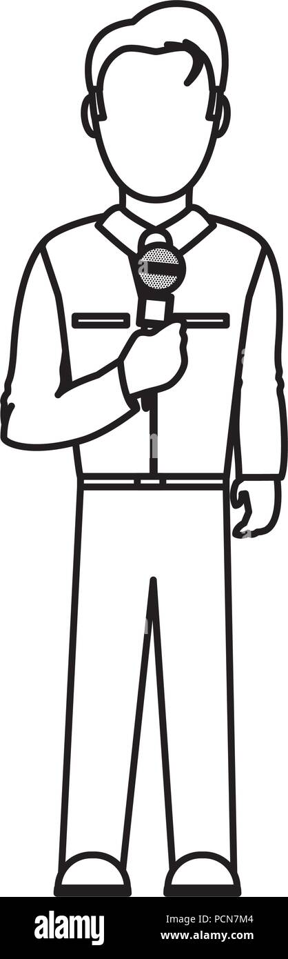 line elegant man reporter with hairstyle and clothes Stock Vector Image ...
