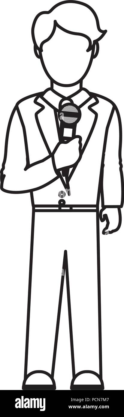 line professional man reporter with hairstyle and clothes Stock Vector ...