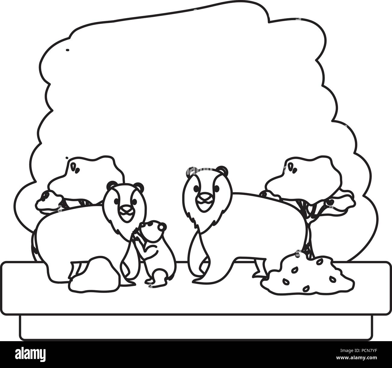 line family bear wild animal reserve Stock Vector Image & Art - Alamy