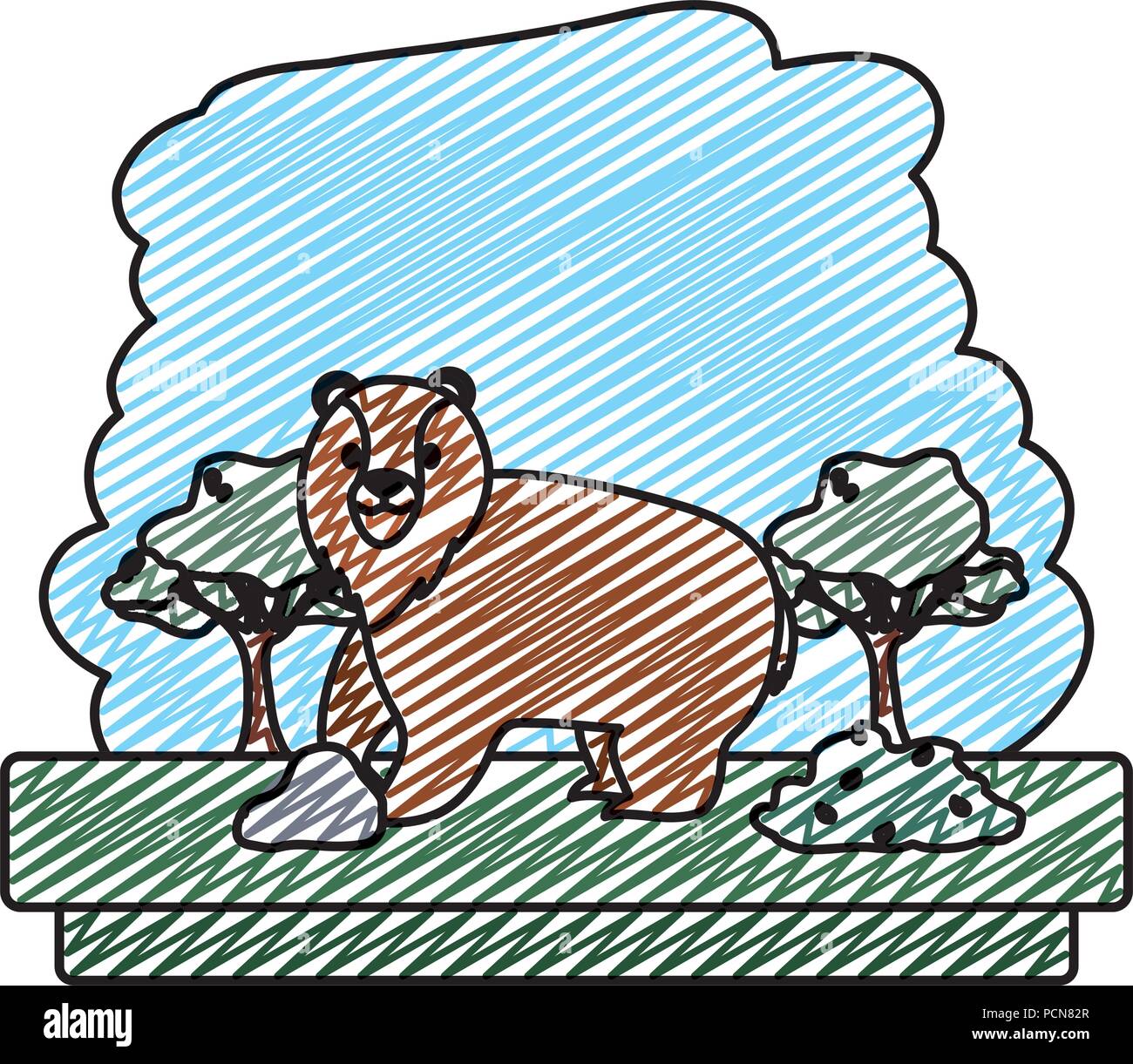 doodle bear wild animal to forest reserve Stock Vector Image & Art - Alamy