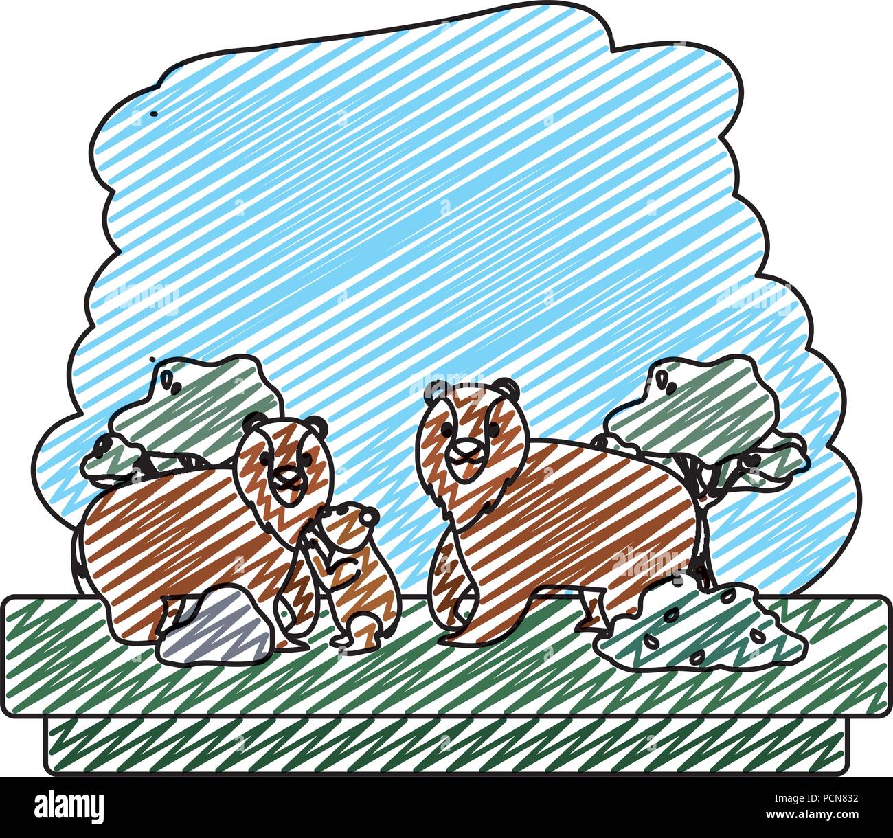 doodle family bear wild animal reserve Stock Vector Image & Art - Alamy