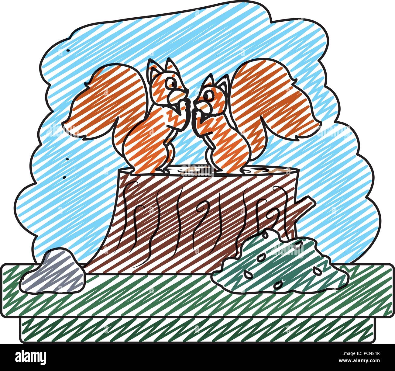 doodle couple chipmunk wild animal reserve Stock Vector Image & Art - Alamy