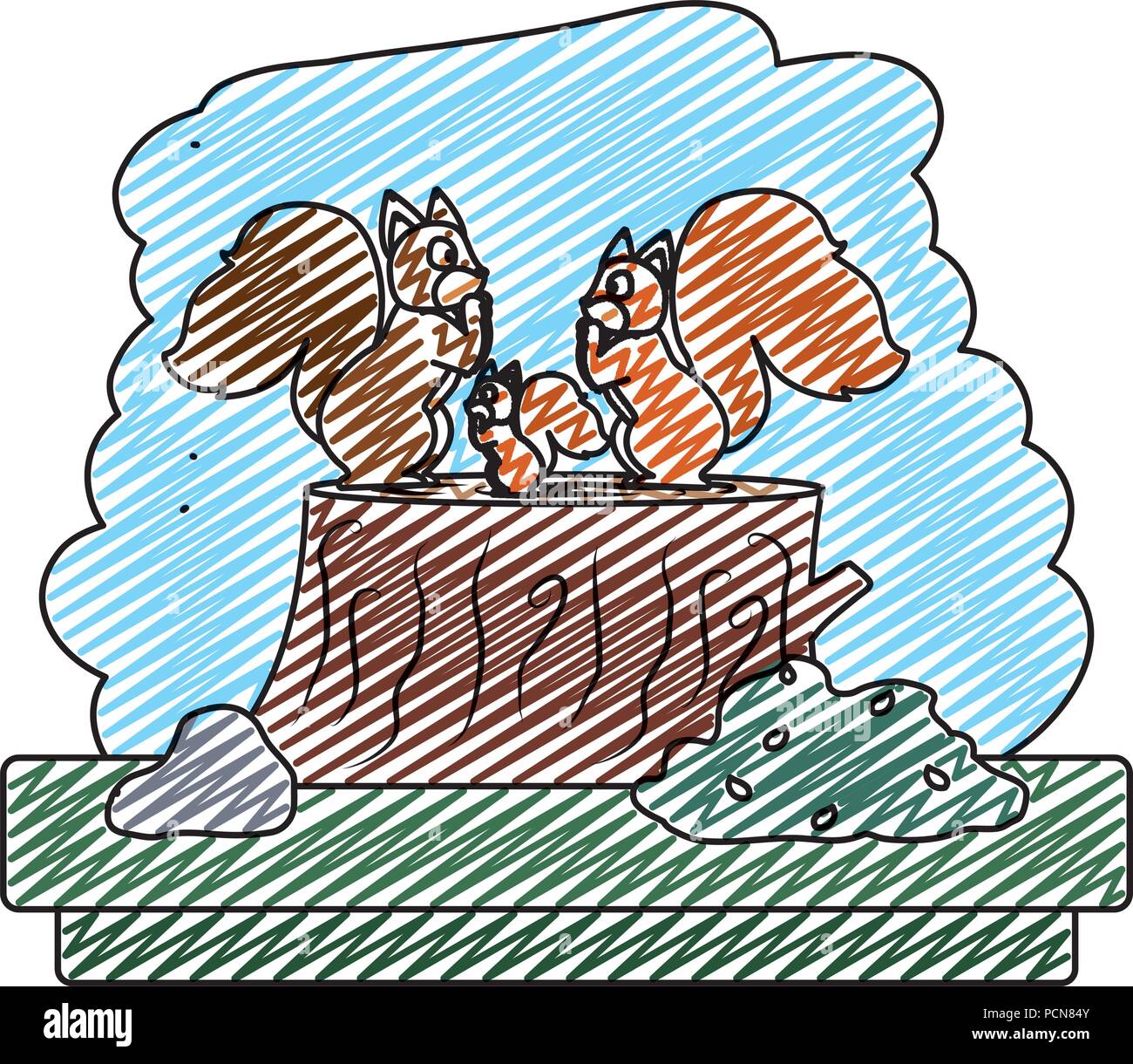 doodle family chipmunk wild animal reserve Stock Vector Image & Art - Alamy