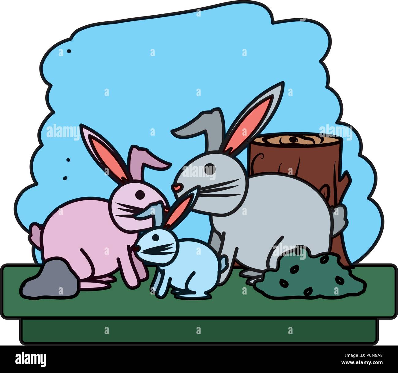 color family rabbit wild animal reserve Stock Vector Image & Art - Alamy