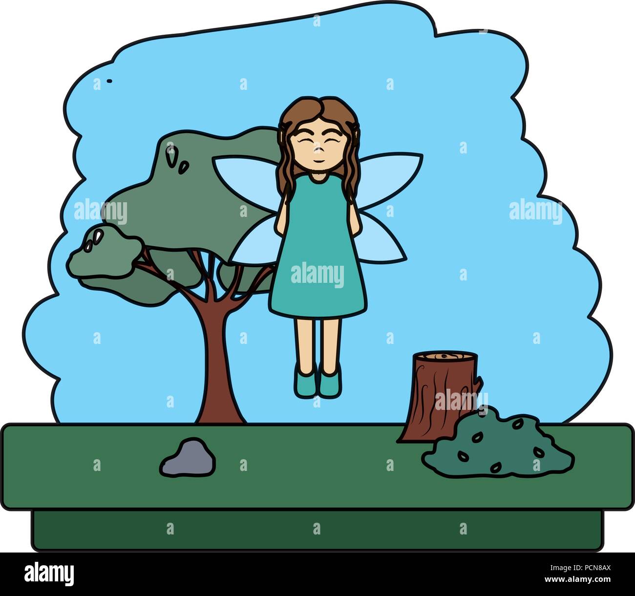 color pretty fairy flying to forest reserve Stock Vector Image & Art ...