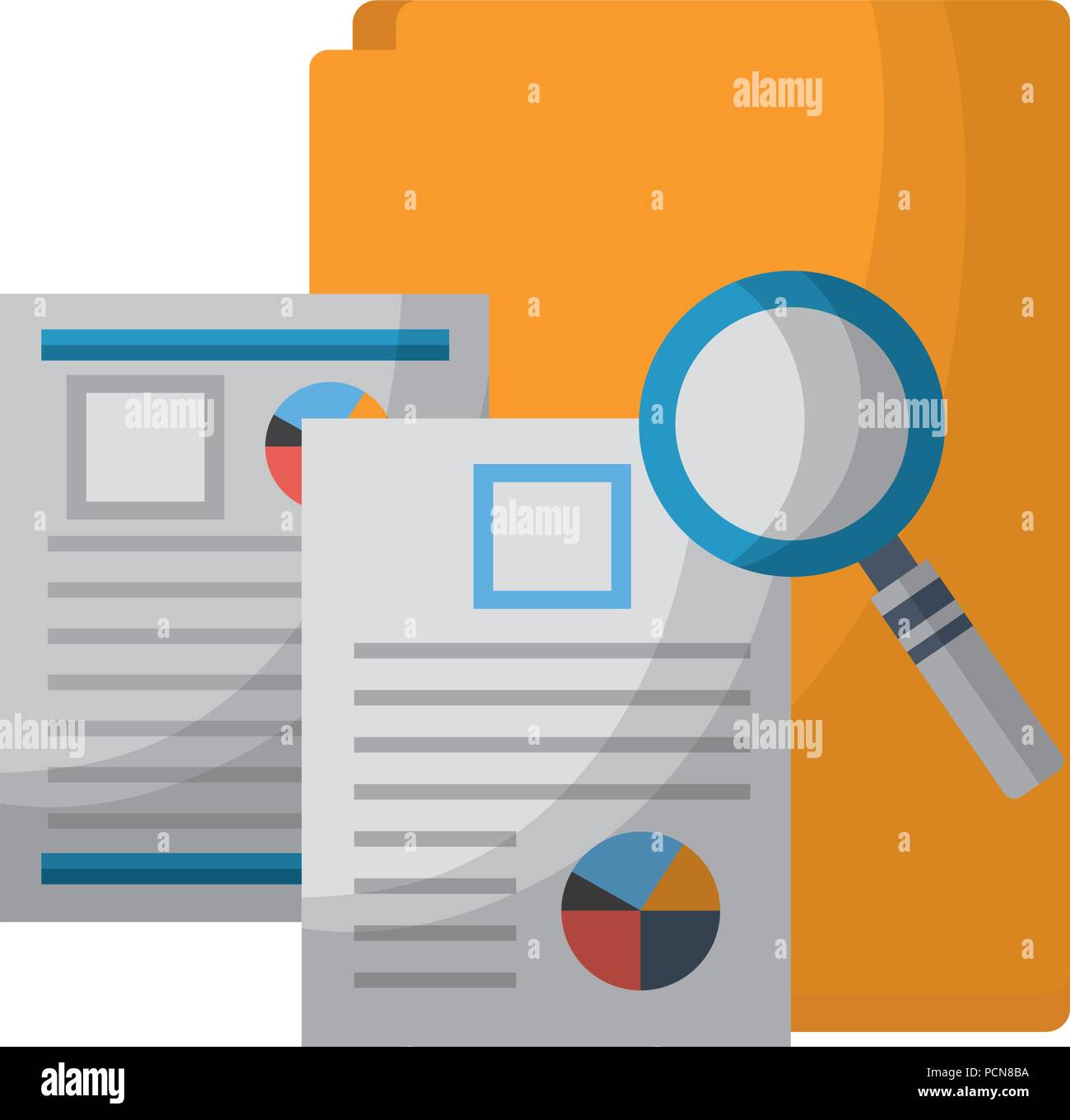 office folder documents file magnifying glass vector illustration Stock ...