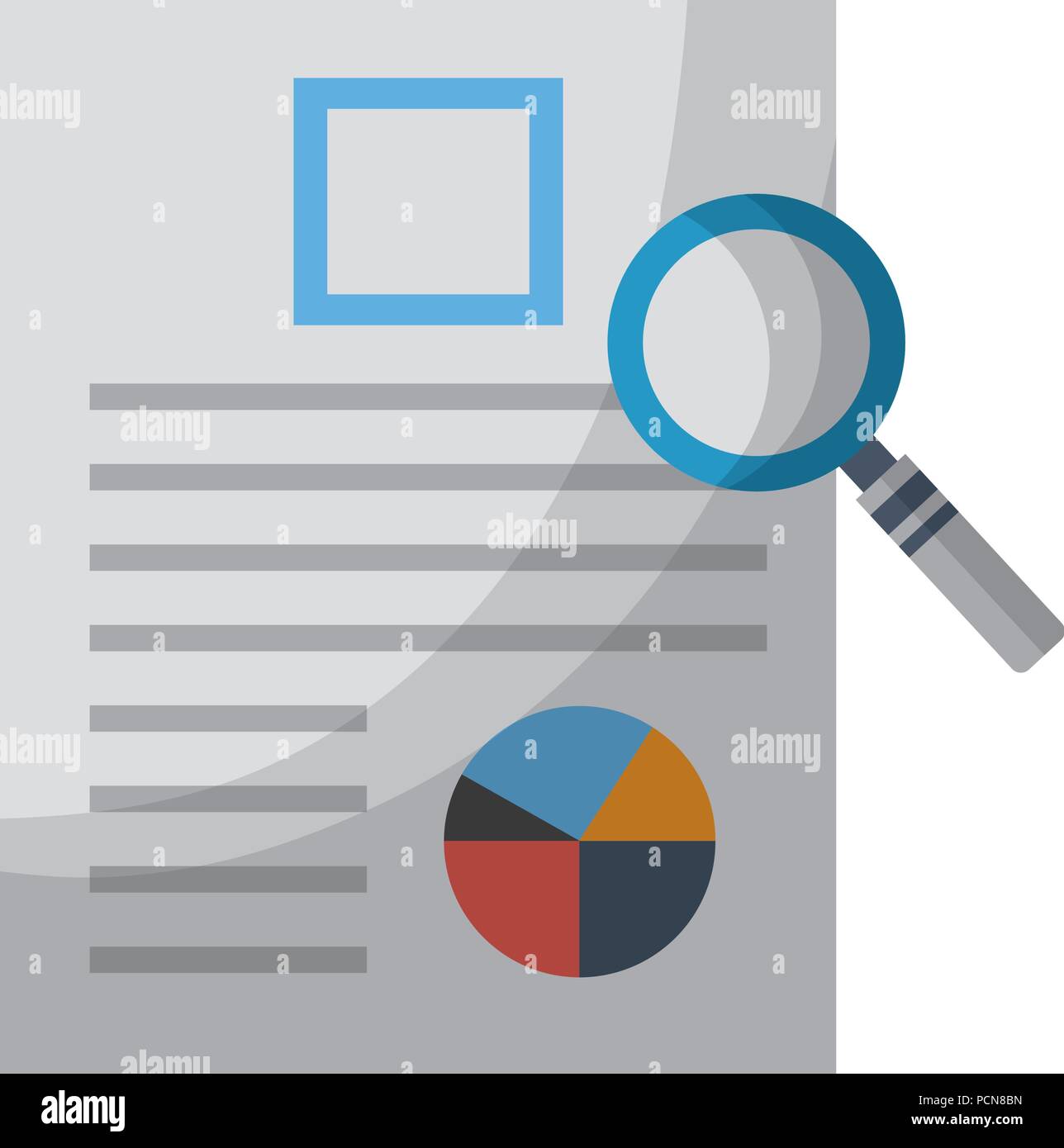 office report round chart magnifying glass vector illustration Stock ...