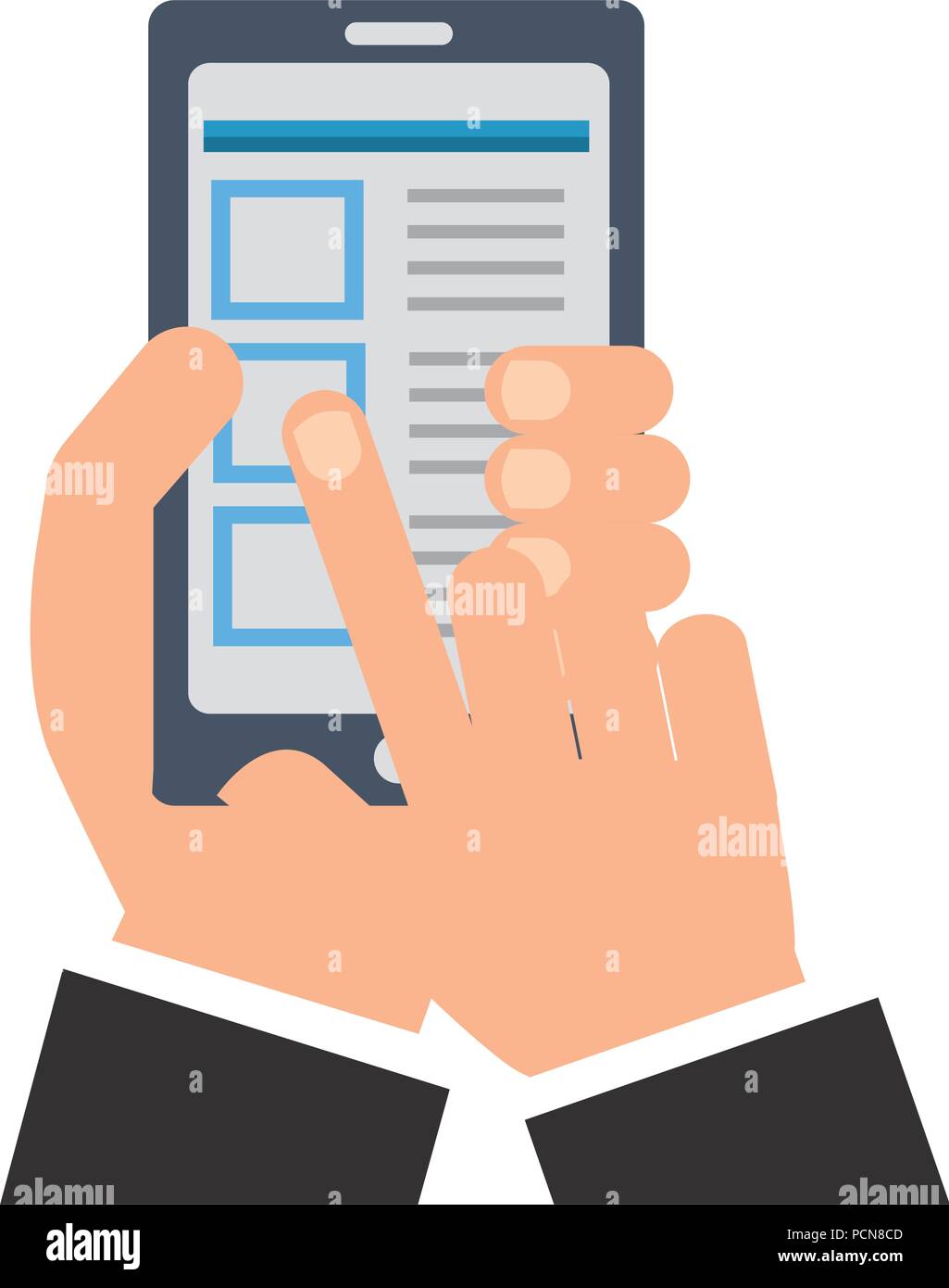 hand smartphone document select options vector illustration Stock ...