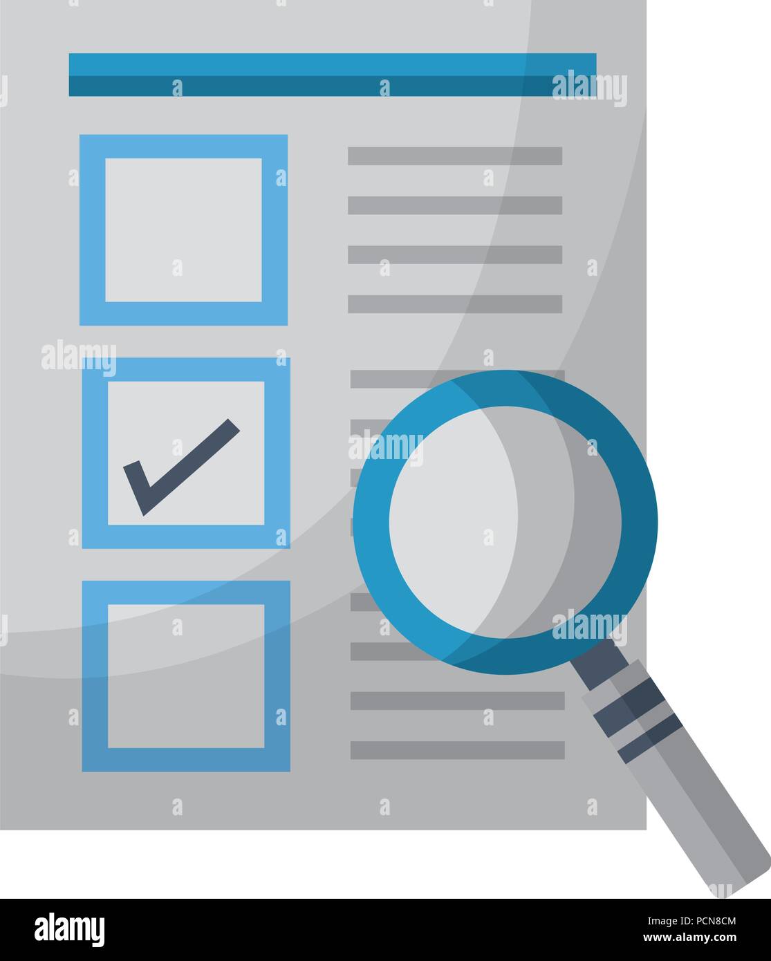 document check mark magnifying glass vector illustration Stock Vector ...