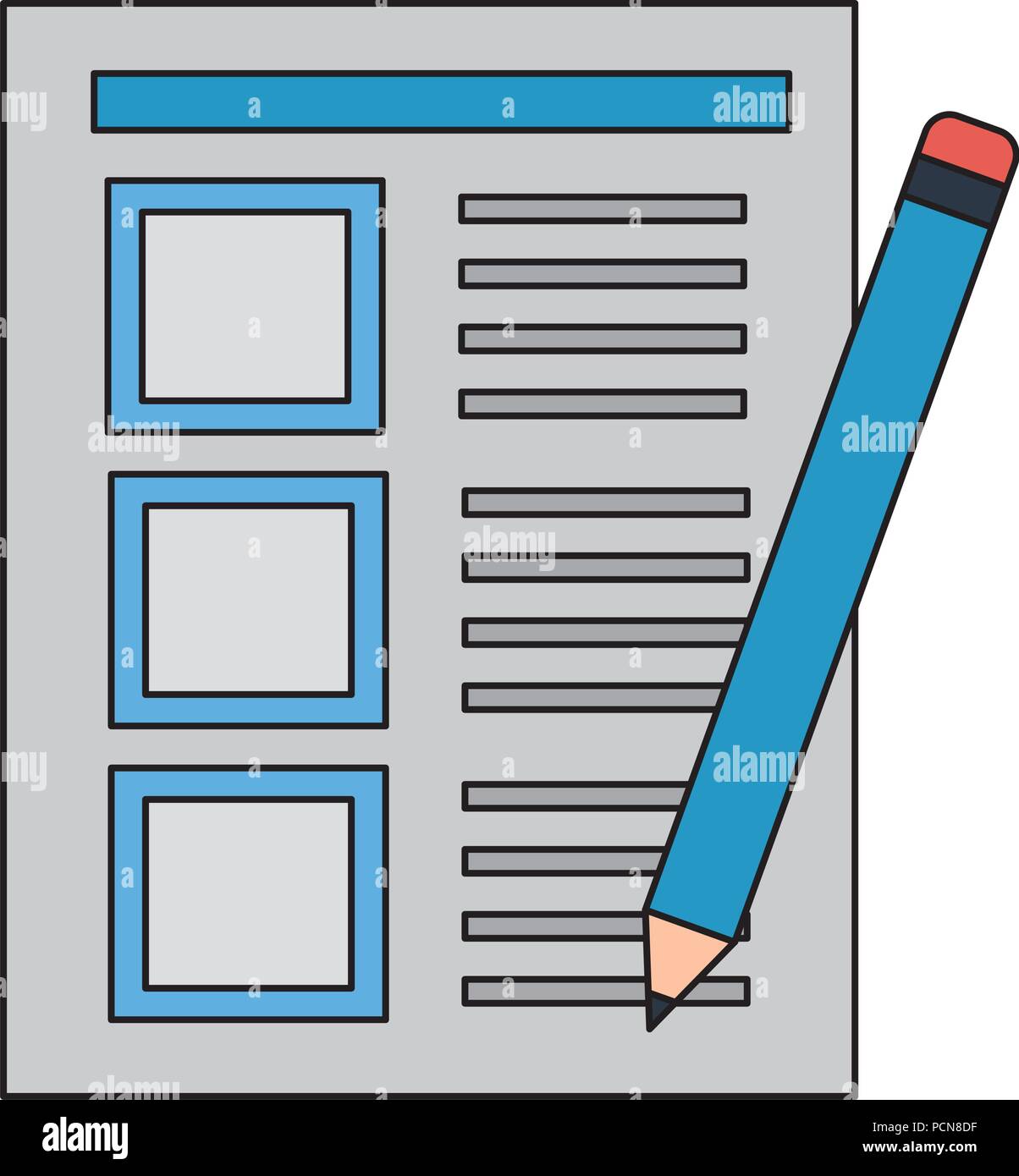 office paper document and pencil vector illustration Stock Vector Image ...