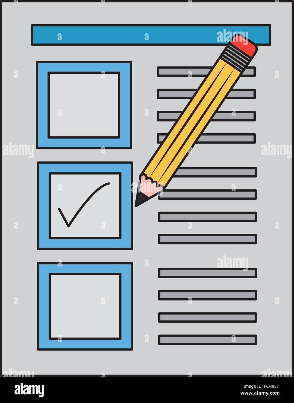 document paper check mark pencil vector illustration Stock Vector Image ...