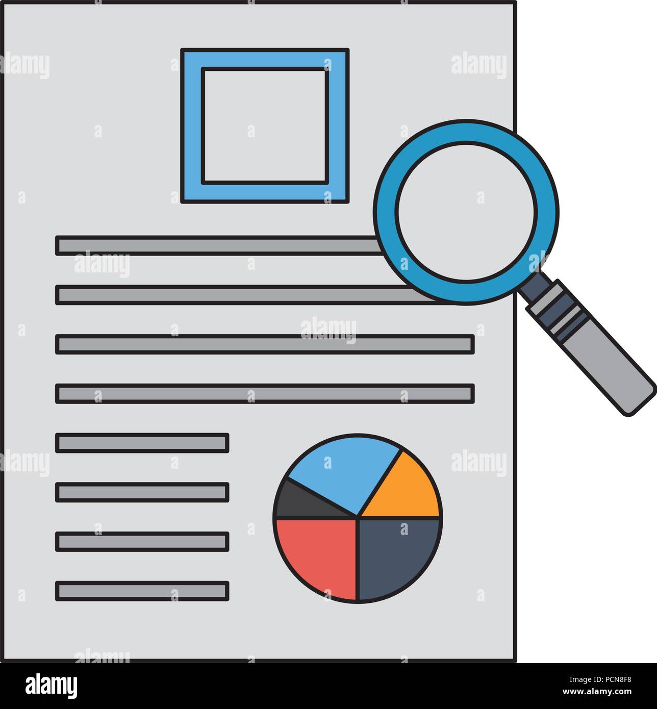 office report round chart magnifying glass vector illustration Stock ...