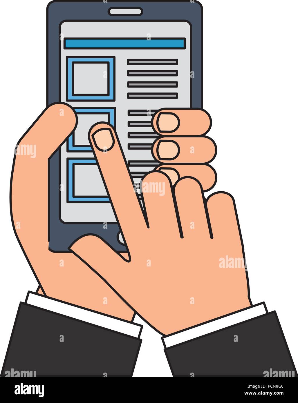 hand smartphone document select options vector illustration Stock ...