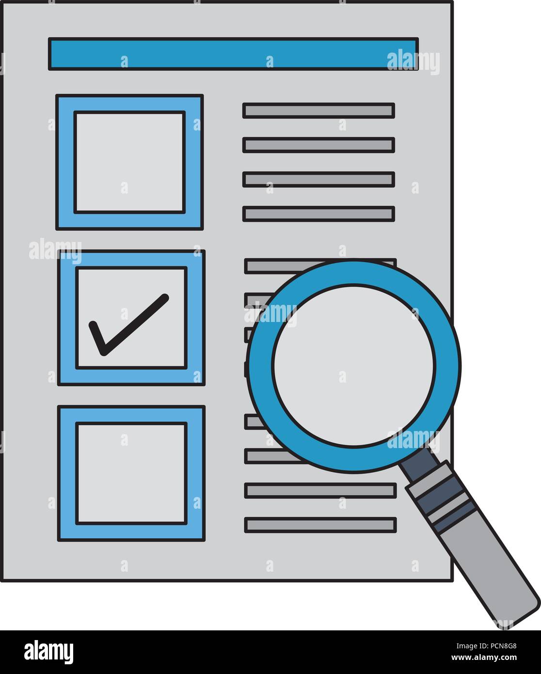 document check mark magnifying glass vector illustration Stock Vector ...