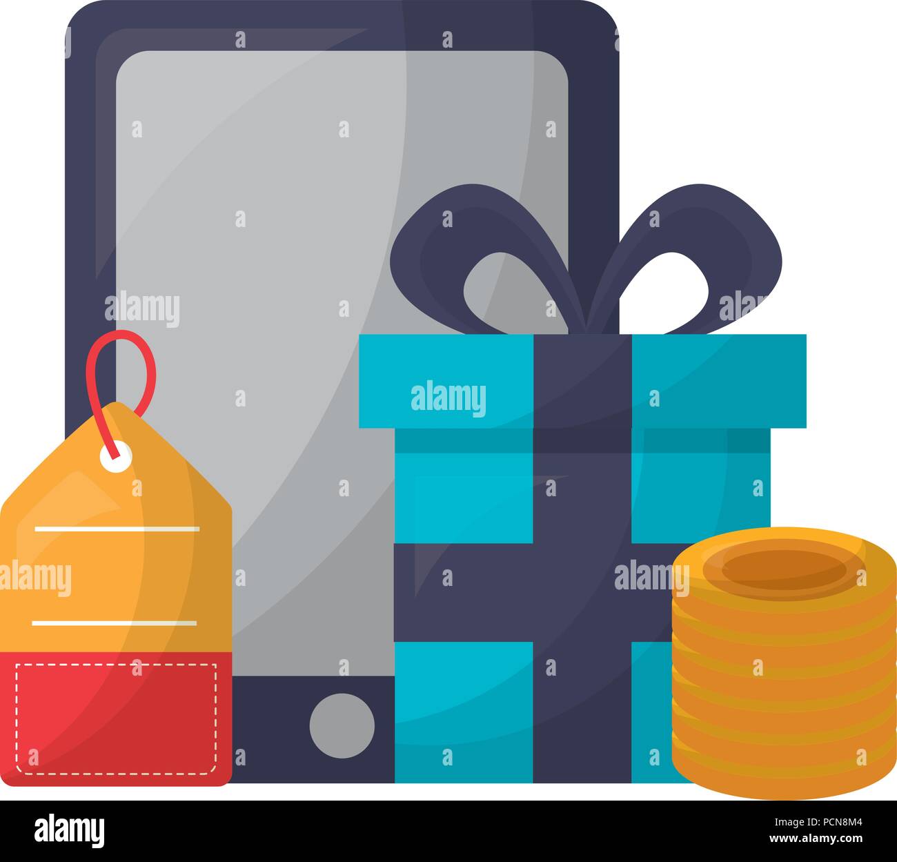 smartphone gift money price tag vector illustration Stock Vector Image ...
