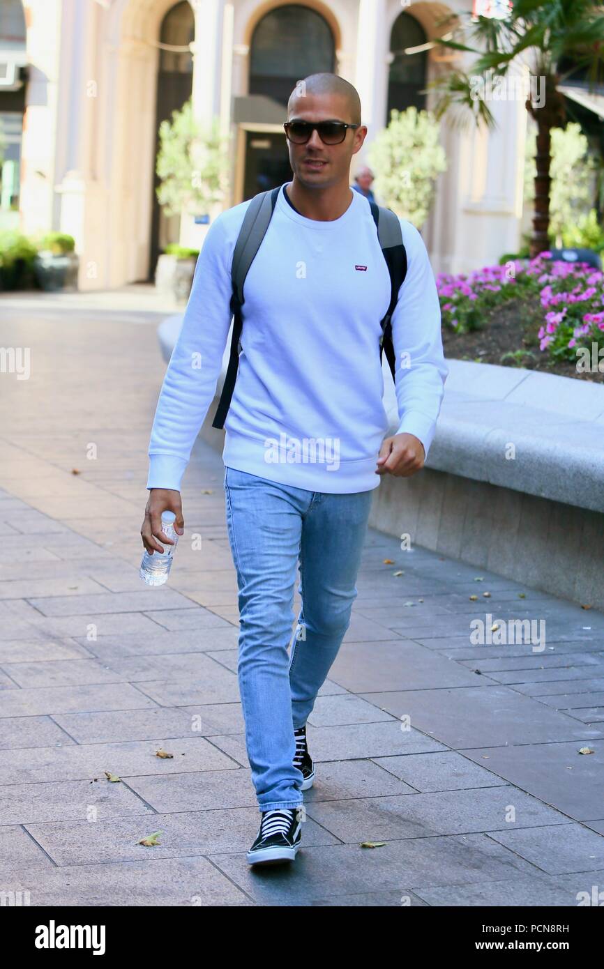 Max George seen at Global studios for radio interviews Featuring: Max ...