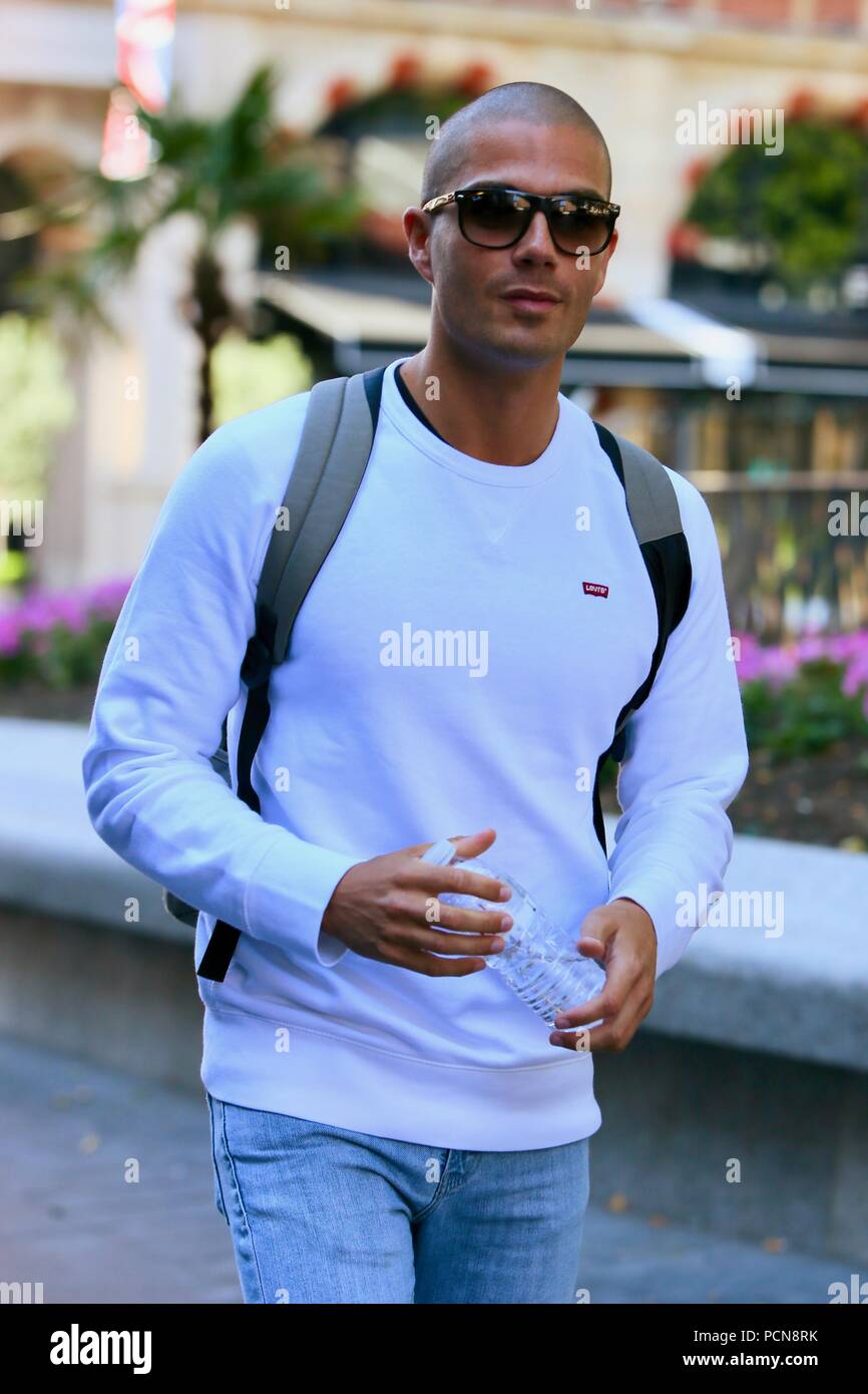 Max George seen at Global studios for radio interviews Featuring: Max ...