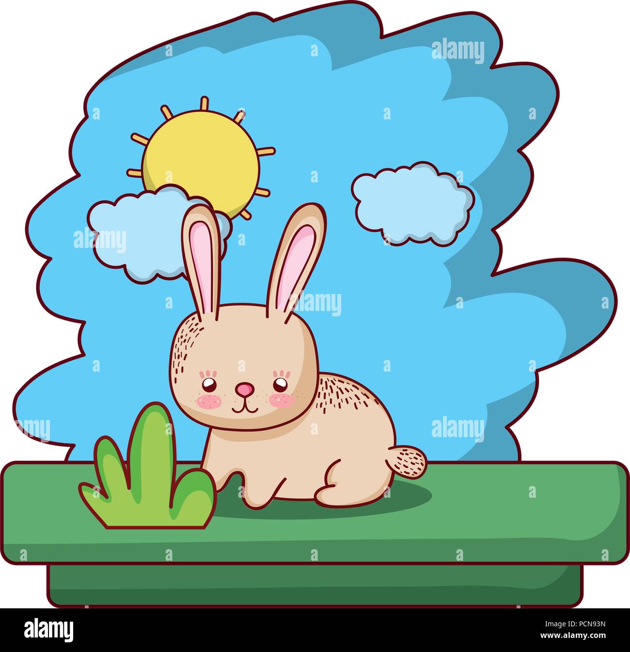 kawaii rabbit nice wild animal Stock Vector Image & Art - Alamy
