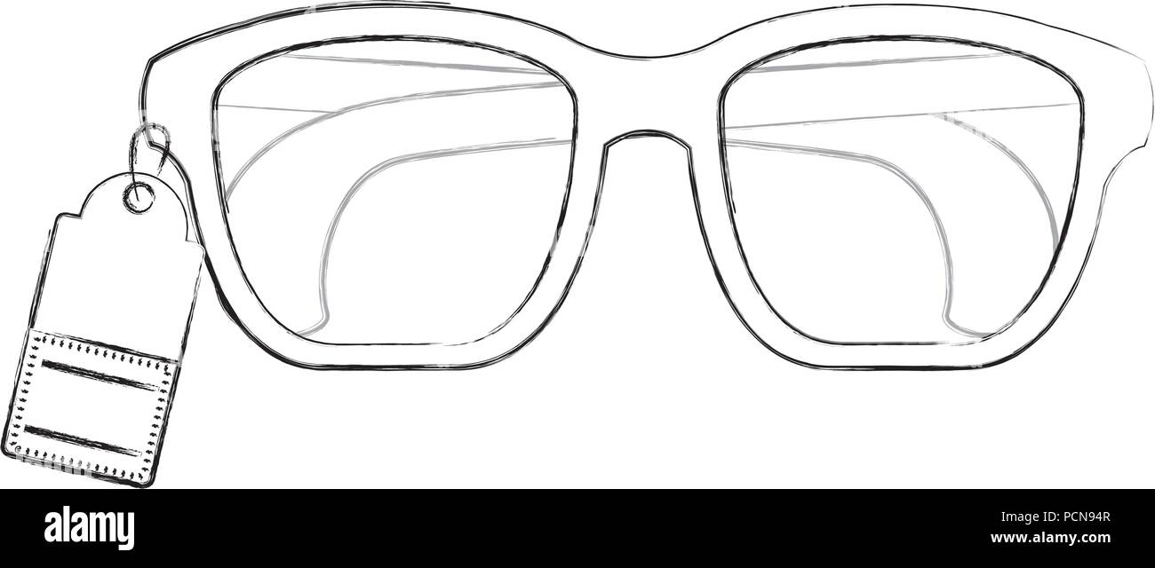 glasses vision tag price commerce vector illustration hand drawing ...