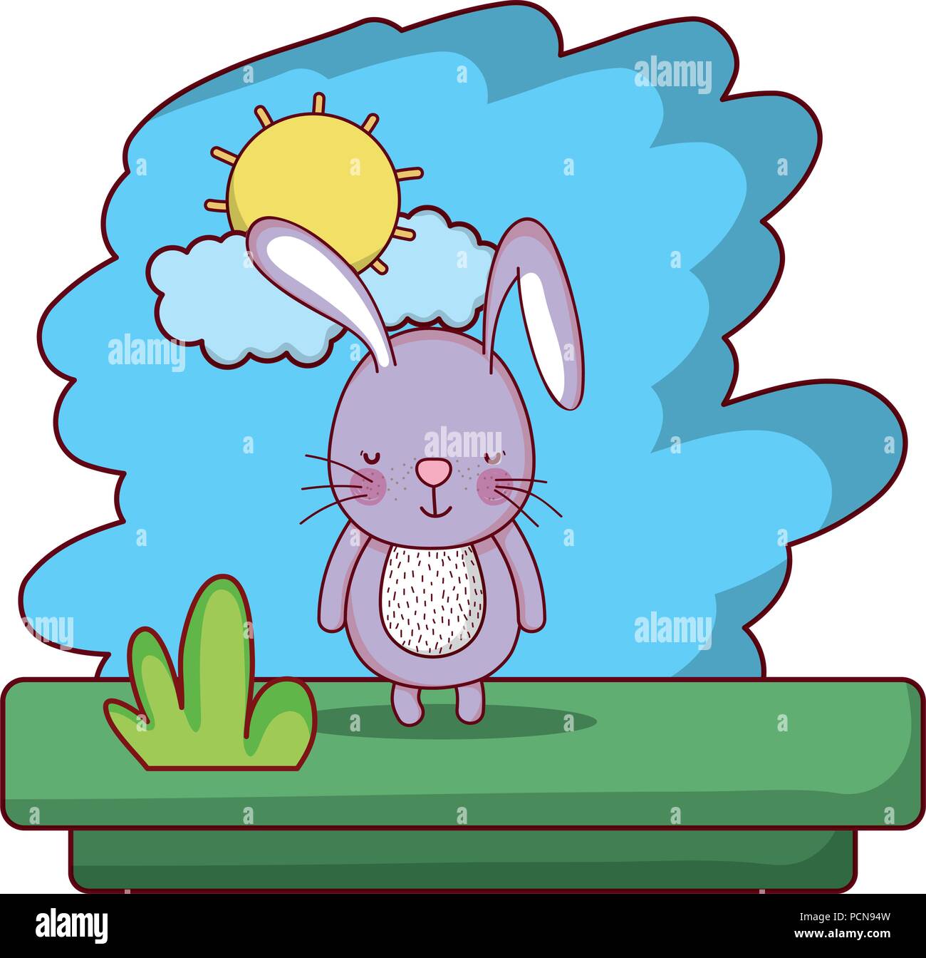 kawaii cute rabbit wild animal Stock Vector Image & Art - Alamy