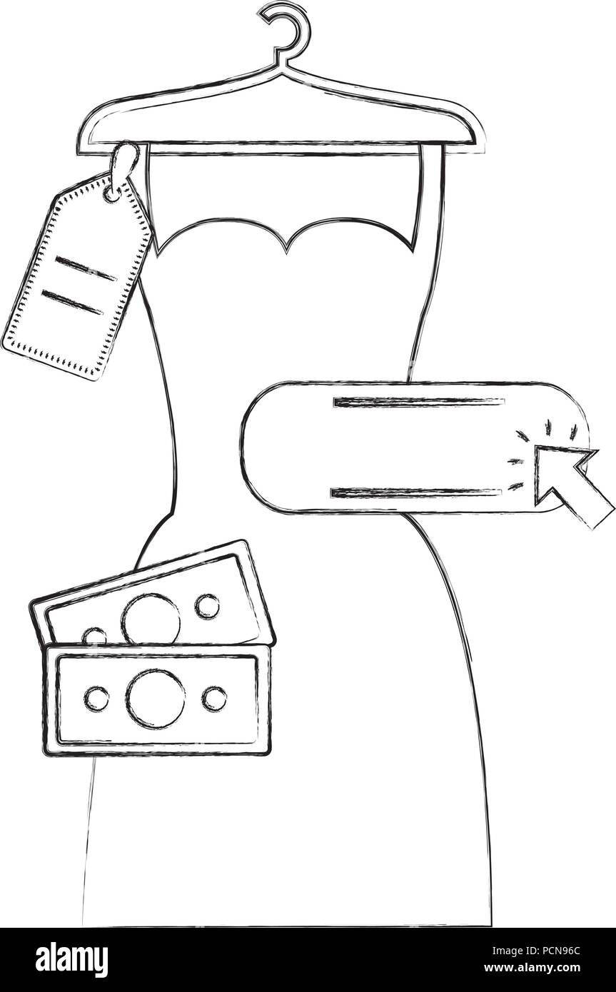 dress fashion with hanger tag price buy online vector illustration hand ...