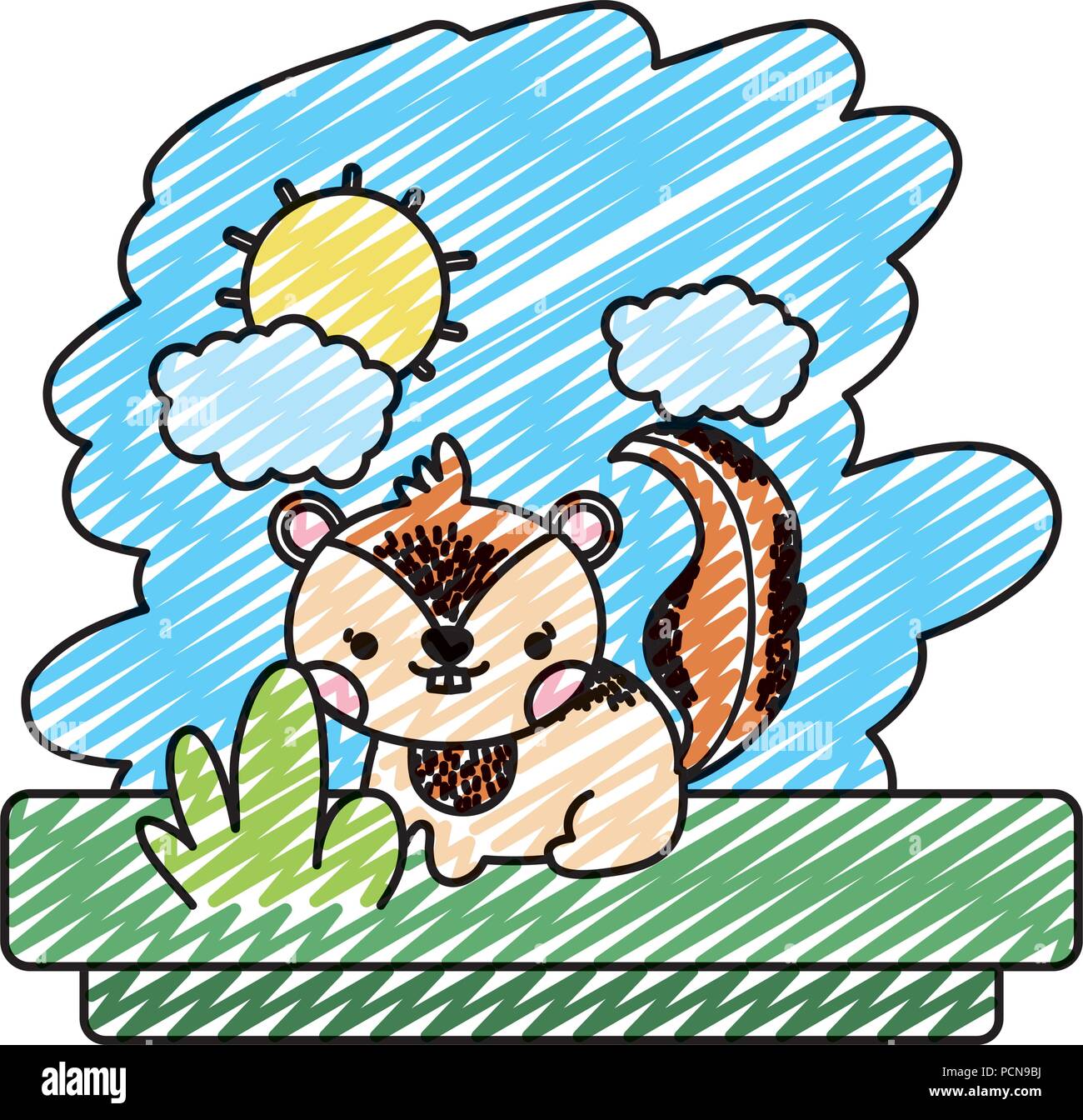 doodle kawaii chipmunk cute wild animal Stock Vector Image & Art - Alamy
