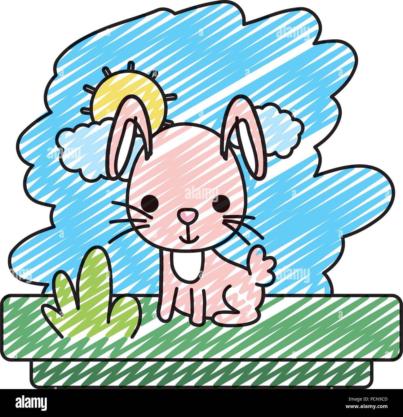 doodle rabbit seating cute wild animal Stock Vector Image & Art - Alamy