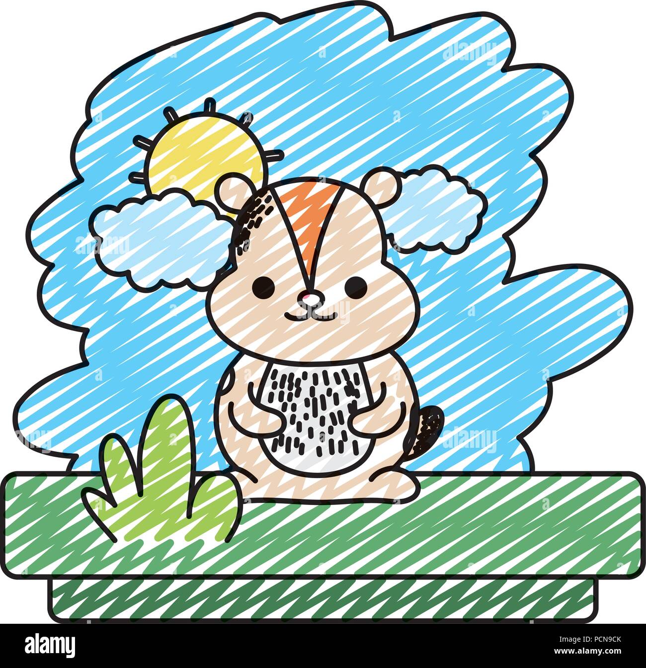 doodle chipmunk seating cute wild animal Stock Vector Image & Art - Alamy