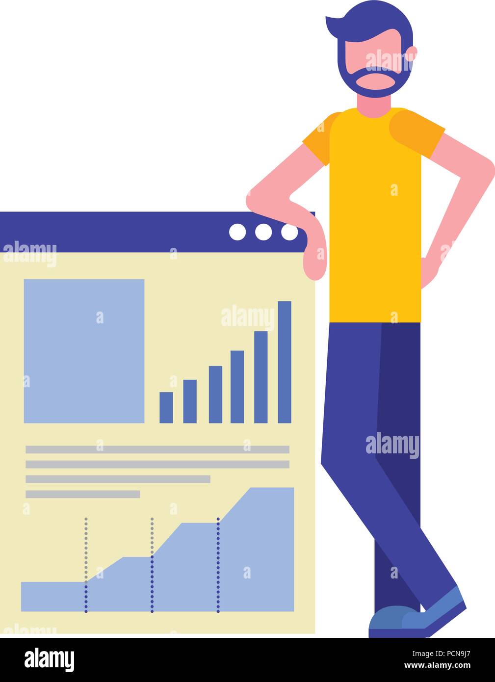 young man and document with statistics graphic Stock Vector Image & Art ...