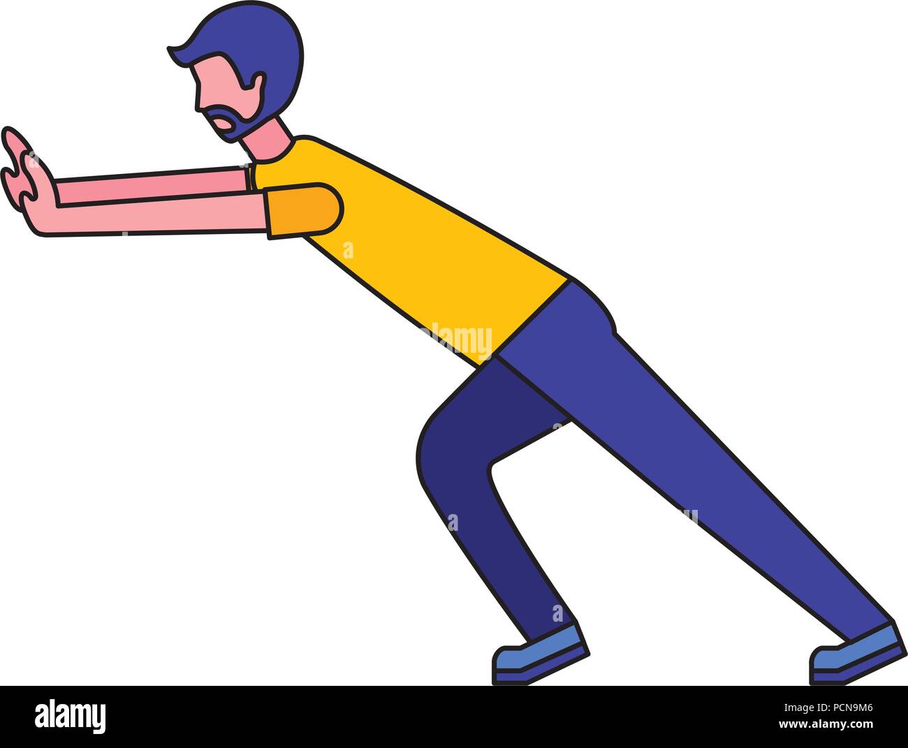 Boy pushing man Stock Vector Images - Alamy