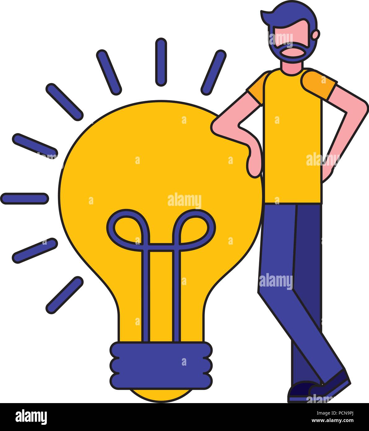 young man with light bulb isolated icon Stock Vector Image & Art - Alamy