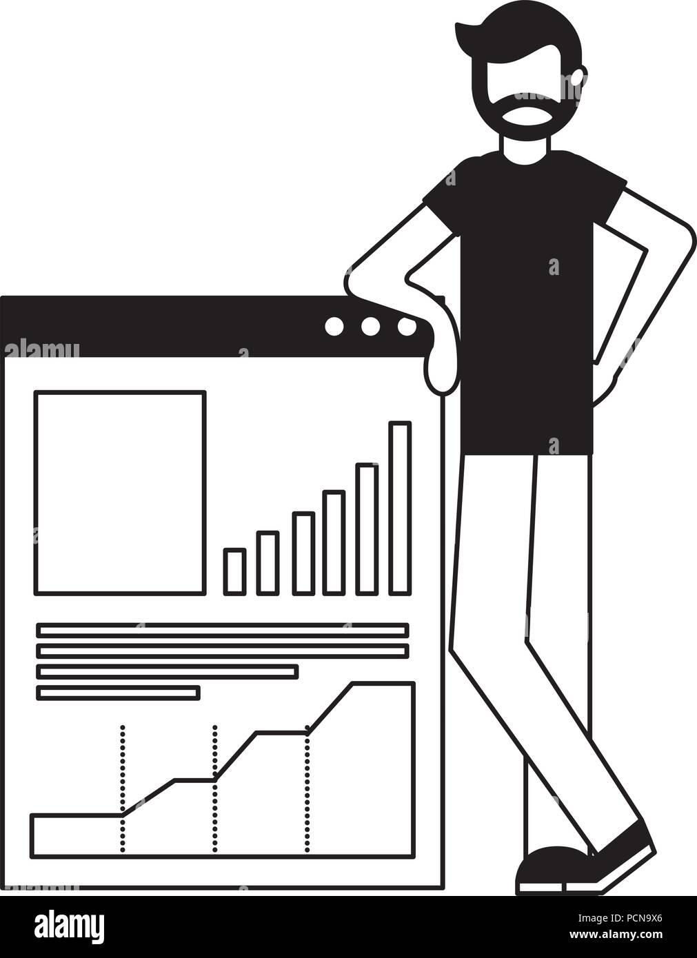 young man and document with statistics graphic Stock Vector Image & Art ...