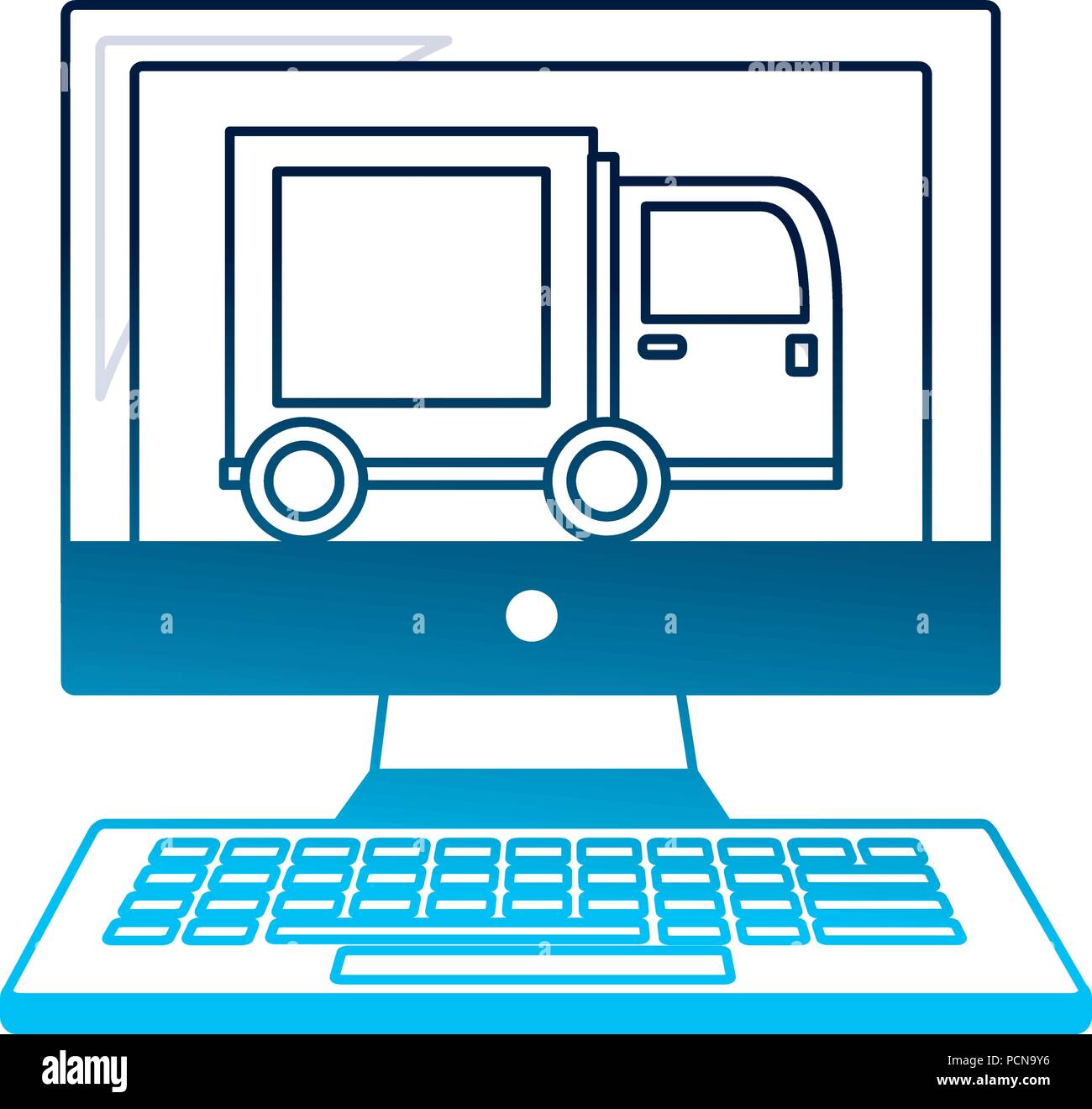 computer with delivery truck isolated icon Stock Vector Image & Art - Alamy