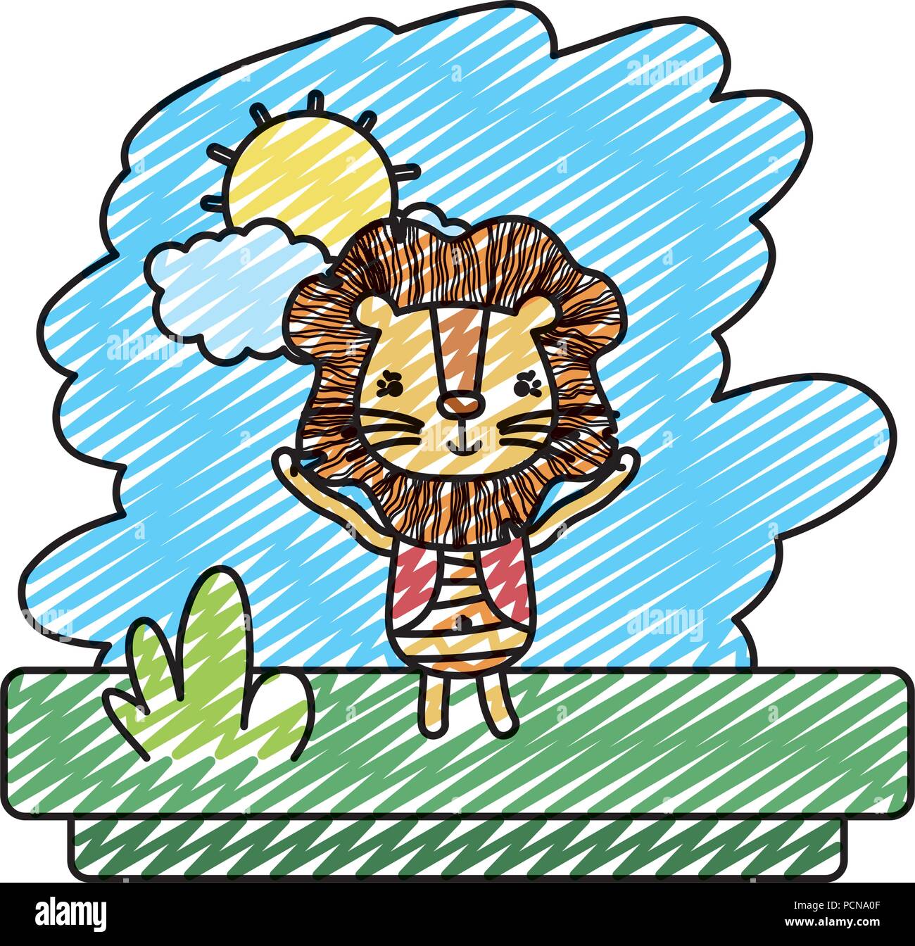 Lion doodle hi-res stock photography and images - Alamy