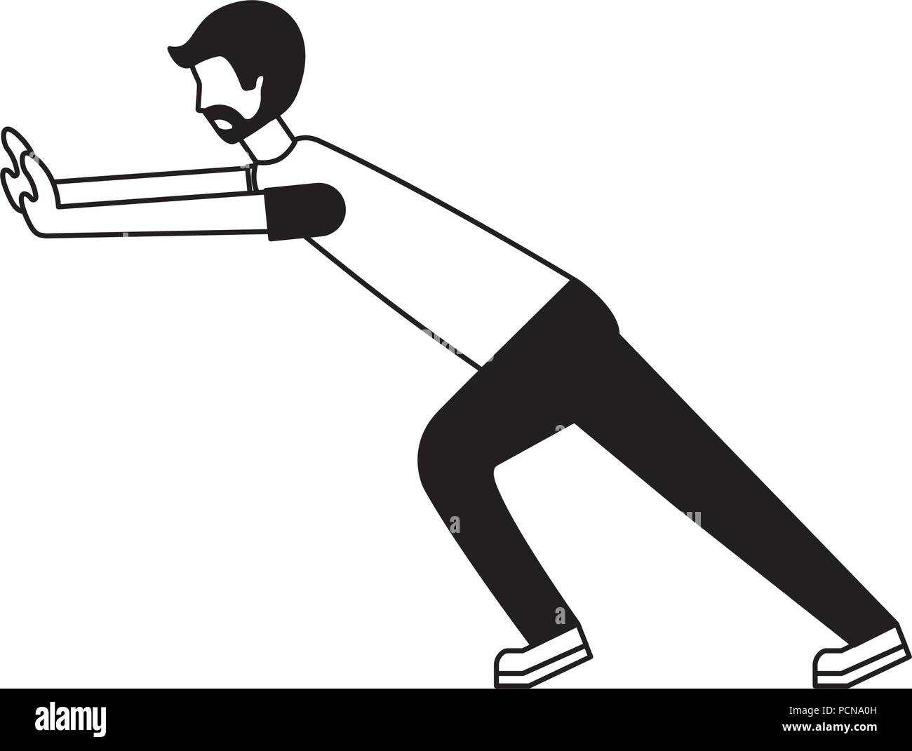 young man pushing avatar character Stock Vector Image & Art - Alamy